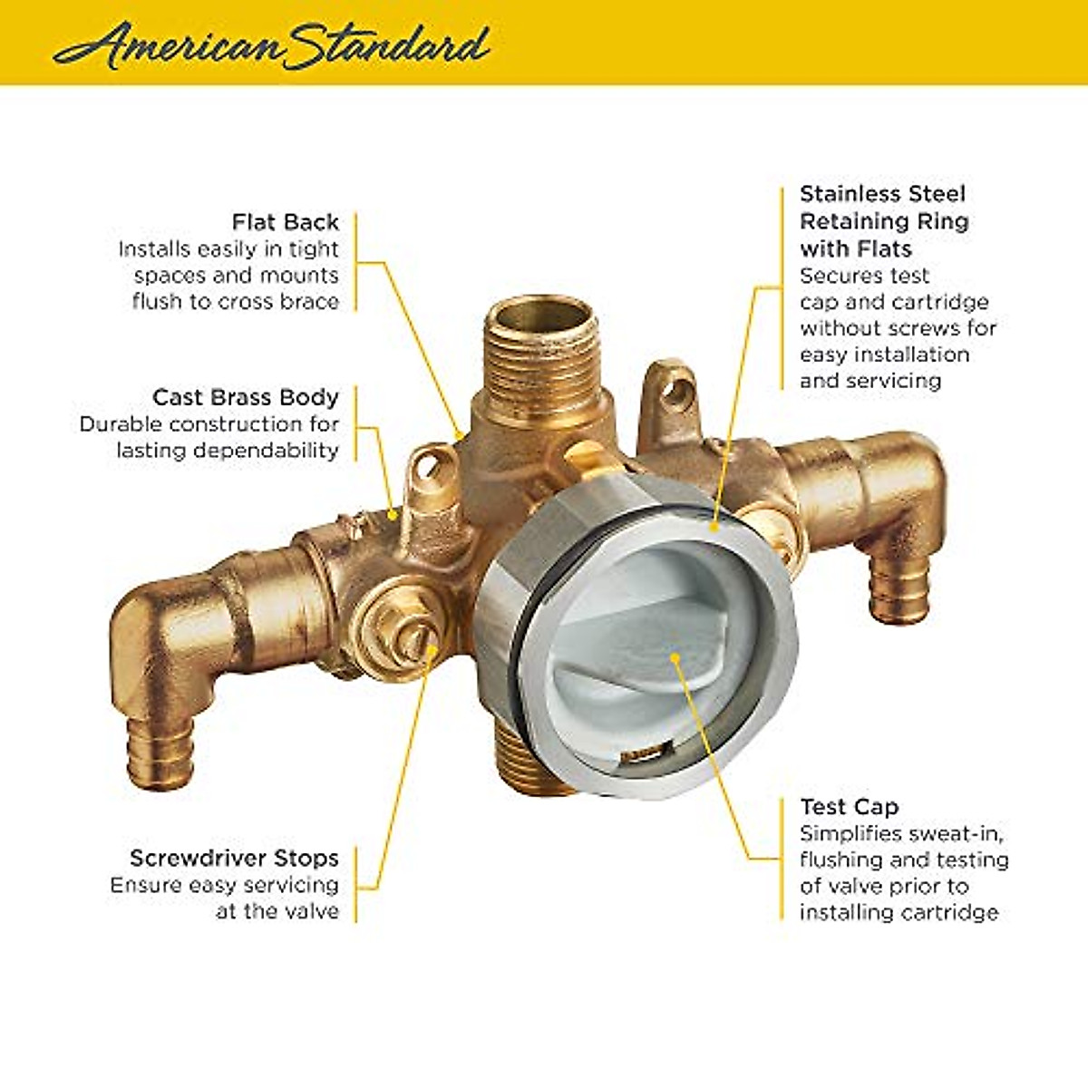 American Standard RU107ESS Flash Shower Rough-in Valve with PRX Inlet Elbows and Universal Outlets with Screwdriver Stops for Cold Expansion System, Unfinished