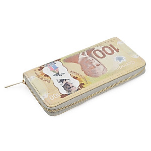 TrendsBlue Premium Currency Money Print PU Leather Zip Around Wallet, Canadian Dollar