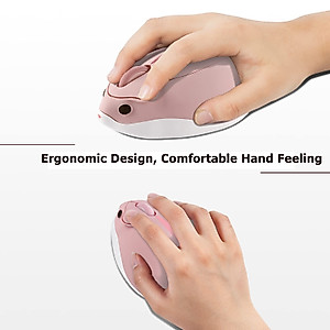 Wireless Mouse Pink Bluetooth Cute Hamster Shape Kawaii Portable Silent Lightweight Quiet Cordless Gaming Mice for PC Laptop Computer Mac iPad Pro MacBook Pro/Air Kids Women Men Gift(No Receiver)