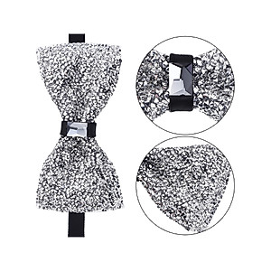 2 Pieces Rhinestone Bow Ties Banquet Bowties Men's Pre-tied Bow Ties for Wedding and Parties (Black and Silver)