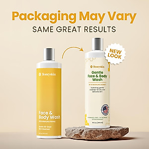 Face and Body Wash for Women and Men - Acne Body Wash Moisturizing for Sensitive Skin - Hydrating Facial Cleanser - Gentle Exfoliating Wash - with Manuka Honey (16oz)