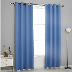 QSYFCTTEX Blackout Curtains for Bedroom - Grommet Thermal Insulated Room Darkening Curtains for Living Room Set of 2 Panels (42 x 96 Inch, Light Blue)