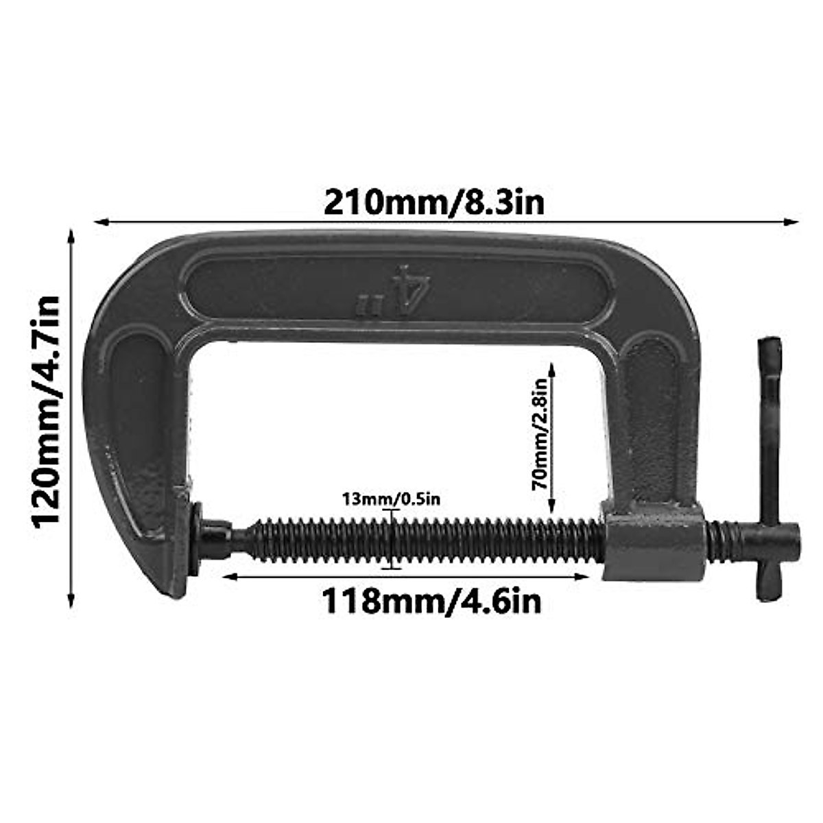 G‑Type Fixed Clamp, High Hardness Clip Body T‑shaped Labor‑saving Rotating Handle 2Pcs Strength C Clamp for Industrial