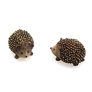TAODAN Mini Hedgehog Figurine 2PCS Lively Resin Statues Animals Figurines Pet Sculptures Fairy Wild Miniature Garden Accessories for Micro Landscape Plant Pots Bonsai Craft Decor