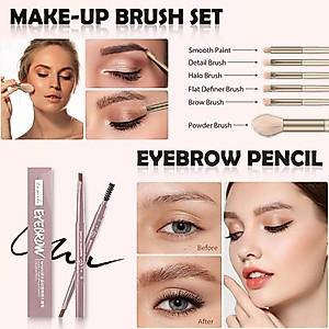 All in One Makeup Kit - Makeup Set for Women, Girls & Teens, Include 10 Colors Eyeshadow Palette, Lip Gloss, Eyebrow & Eyeliner Pencil, Waterproof Mascara, 6 Pcs Makeup Brushes (Pink Kits)