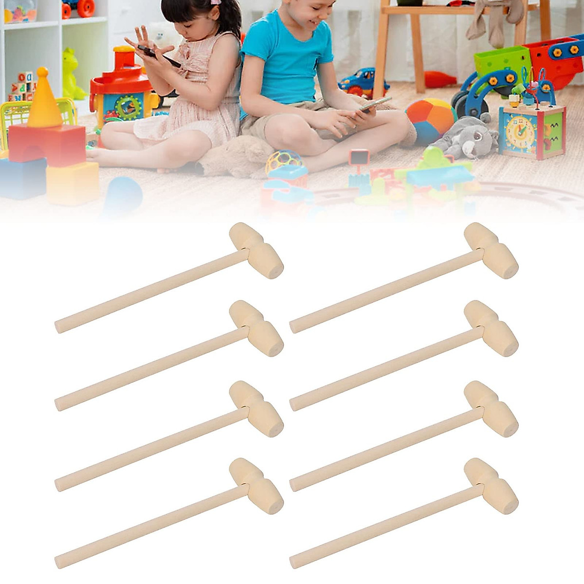 30pcs Mini Wooden Crab Lobster Mallets Seafood Shellfish Crab Hammer Craft Toys for Kids Wooden Mallets Breakable Heart Hammer for Chocolate Heart
