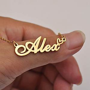 HUAN XUN Customized Nameplate Gold Necklace for Women Logan Necklaces Charm Pendant Jewelry for Mom