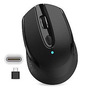 RaceGT USB C Wireless Mouse, Type C Silent Mouse for MacBook Air/Pro, 2.4G Cordless Computer Mice with 6 Buttons and 3 Adjustable DPI for Mac, Laptop, Desktop, PC