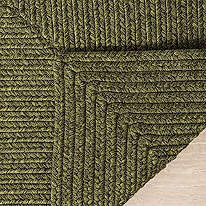 SAFAVIEH Braided Collection 8' Square Green BRD315A Handmade Country Cottage Reversible Area Rug