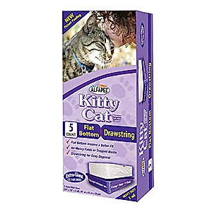 Alfapet cat Litter Box Liners Extra Large-1 Box- Heavy Duty 2 mil Thick Plastic, Clever Drawstring Liner for Easy Disposal- Flat Bottom for Easy, Secure Placement in Kitty Pan-Disposable