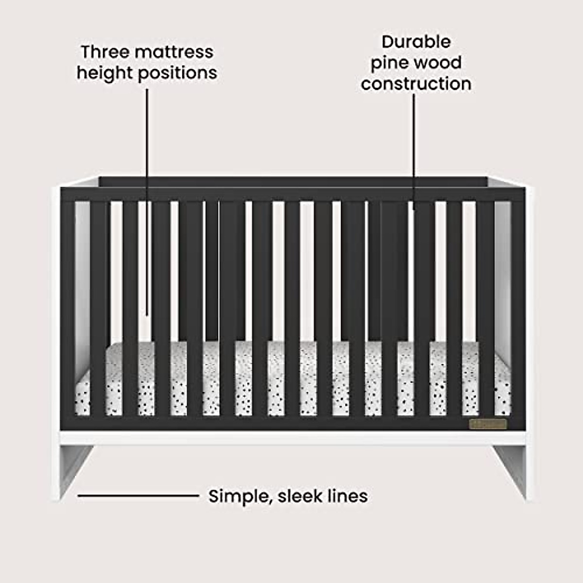 Child Craft Orbit 3-in-1 Traditional Convertible Euro Crib, (Ebony/Matte White)