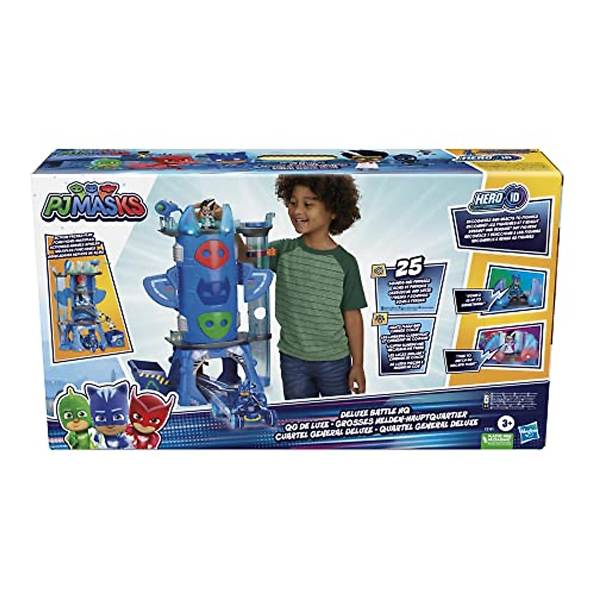 PJ Masks Deluxe Battle HQ Playset with Lights and Sounds, 2 Action Figures, Car Toy, Preschool Toys, Toys for 3 Year Old Boys and Girls and Up