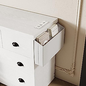 LIKIMIO Dresser 8 Drawer, Modern Wood Bedroom Dresser with with Charging Station and Storage Bag, Storage Chest of Drawers for Living Room Hallway Entryway, White