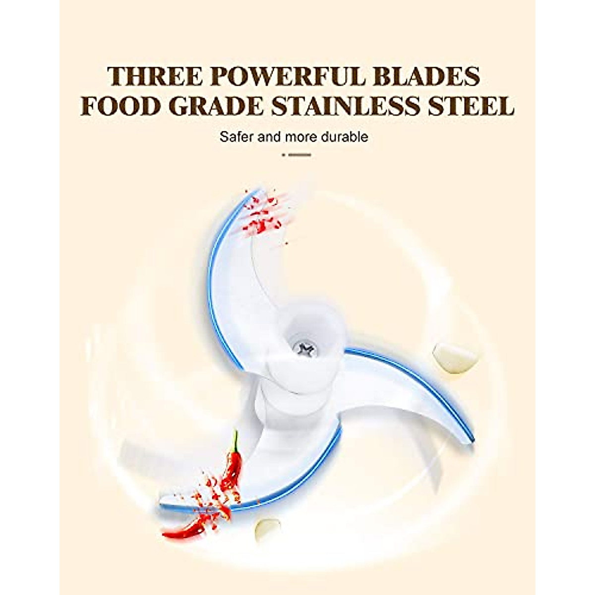 DmofwHi Electric Garlic Chopper,Cordless Mini Chopper With USB Rechargeable,304 Stainless Steel Blade,250ml Portable Electric Mini Food Chopper for Garlic,Ginger,Onion,Meat-Cream White