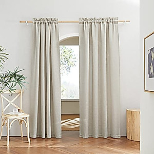 RYB HOME Semi Sheer Curtains 84 inches Long 2 Panels Set， Soft Linen Blend Sheer Privacy Curtains Soften Sunlight Drapes for Farmhouse Living Room Bedroom Patio Dining， W 52 x L 84 inch， Linen