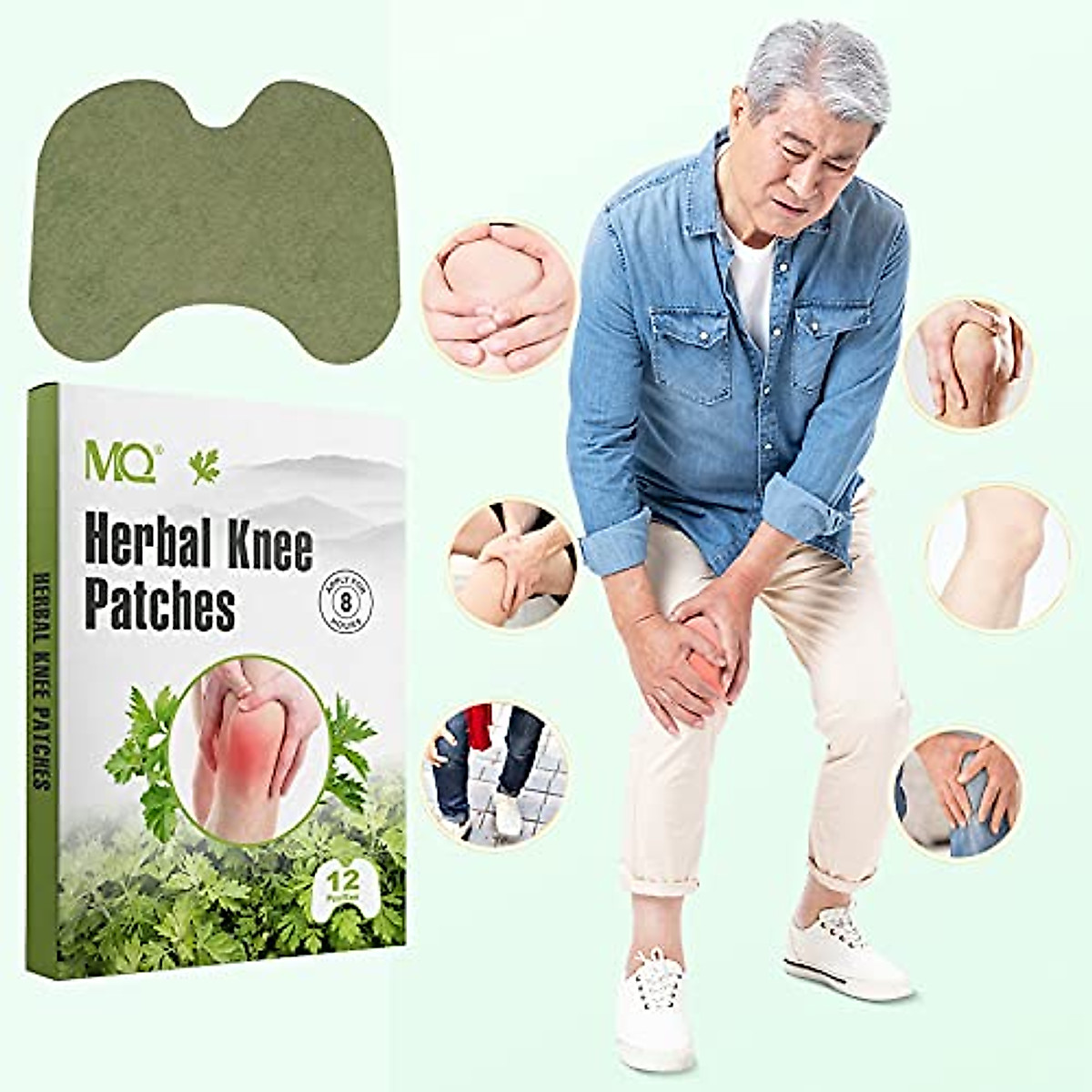 MQ 24pcs Knee Pain Relief Patches, Wormwood Pain Patch Paste, Heat Patches for Knee Discomfort Relief Plaster, Warming Herbal Plaster Pain Patches, Long Lasting Relief of Pains
