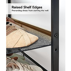 HOOBRO Shoe Rack, 5-Tier Shoe Storage with Adjustable Mesh Shelves, 16-20 Pairs of Shoes, Stable and Durable, Spacious Top, Freestanding, Metal, Industrial, for Entryway, Closet, Rustic Brown BF12XJ01