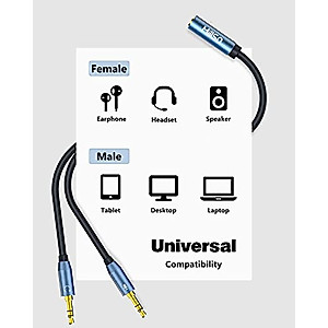 MillSO Headset Splitter CTIA 3.5mm 2 Male to 1 Female Headset Adapter for Gaming Headset to PC Headphone Splitter with Separate Microphone and Headphone Jack - 30CM/12inch