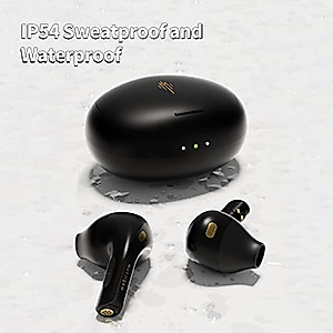 Magictom Half-in Ear Stereo V5.2 TWS Earphone Stable Signal ENC HD Calling True Wireless Earphone Low Power Consumption IP54 Waterproof TWS Earbud Exclusive Patented with 20hrs Playtime (Black)