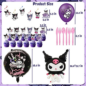 Generic Kawaii Birthday Party Decorations, Kids Cute Cartoon Party Supplies Include Happy Birthday Banner, Balloons, Tablecloth, Plates, Backdrop, Cupcake Toppers for Girls