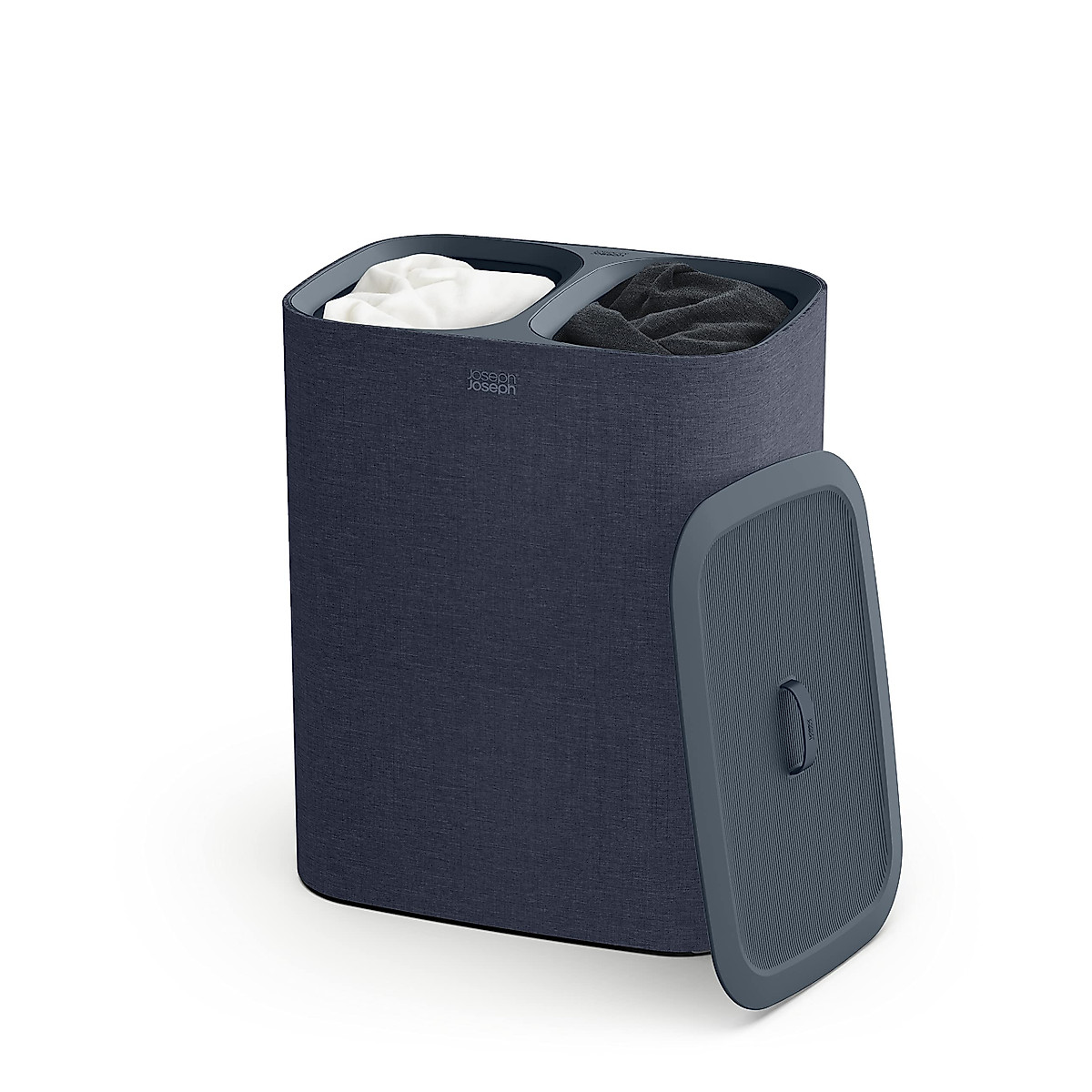 Joseph Joseph Tota 90-litre Laundry Hamper Separation Basket with Lid - Black & Folding Space-Saving, Compact Table-top Ironing Board