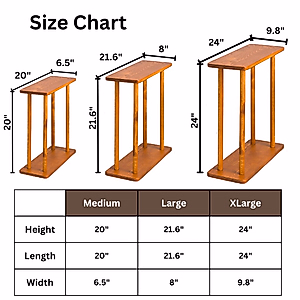 GENESIS WOODESIGN Rectangular Solid Wood Narrow Side Table, Skinny Bedside Table, Small End Table (Chestnut, X-Large)