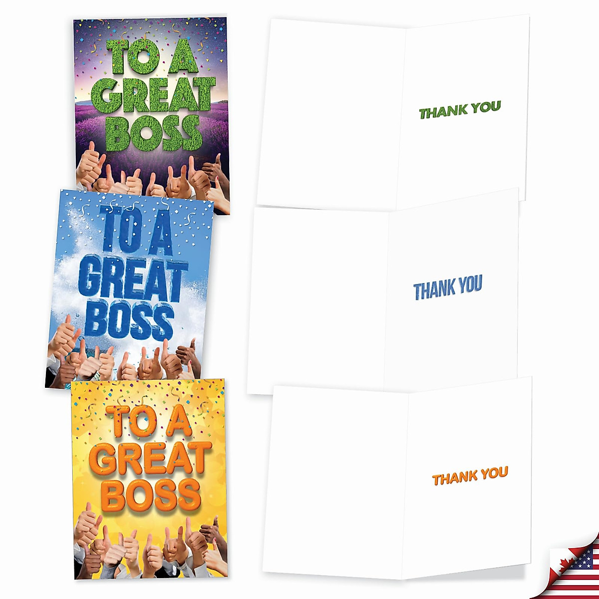 The Best Card Company Great Boss - 20 Assorted Boxed Boss Thank You Note Cards with Envelopes (4 x 5.12 Inch) - Hands Held Out in Appreciation AM5862BYG-B2x10