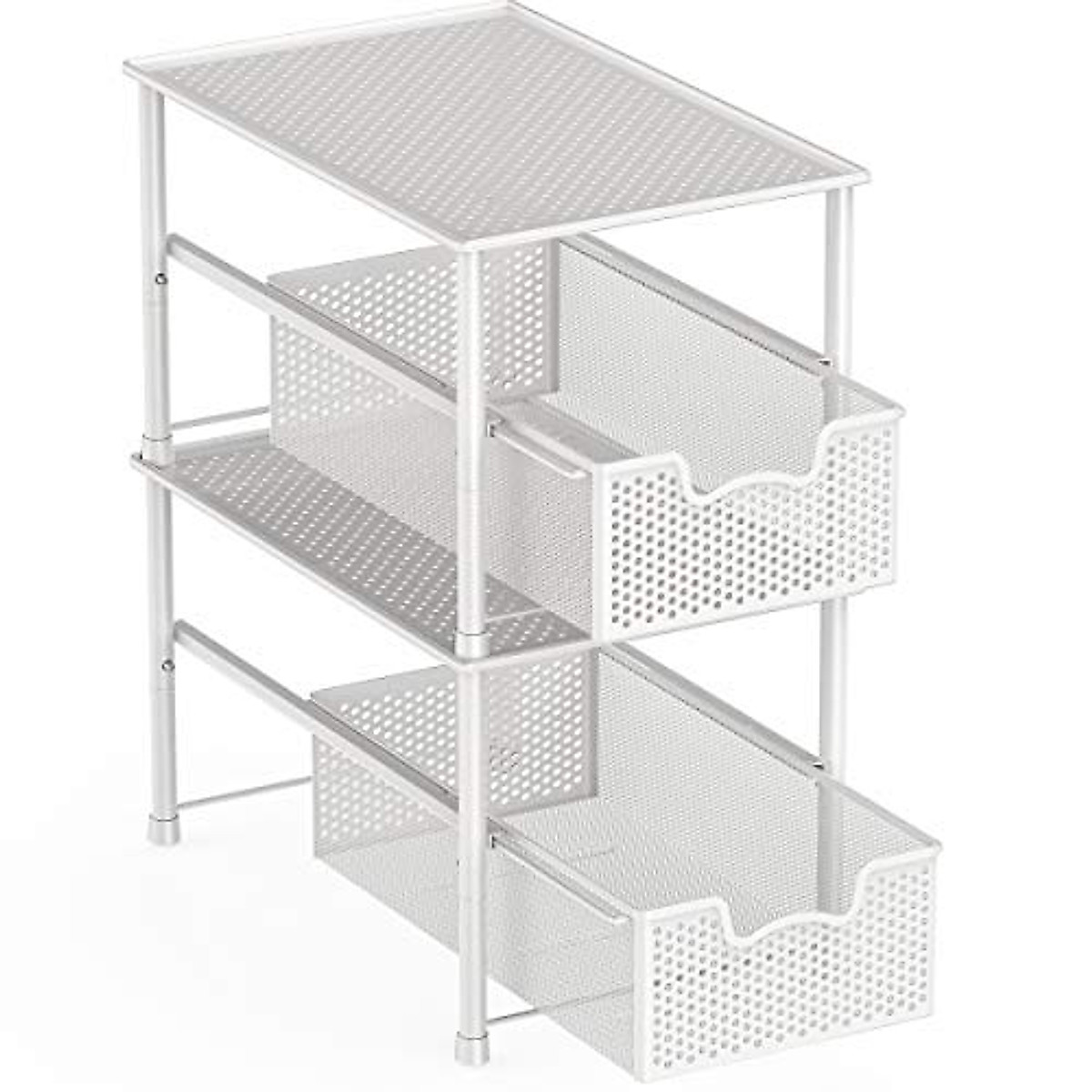 Simple Houseware Stackable Under Sink Cabinet Sliding Basket Organizer Drawer, White