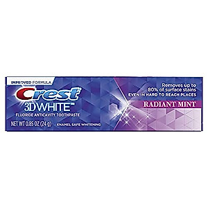 Crest 3D White Vivid Fluoride Anticavity Toothpaste, Radiant Mint 0.85 oz (Pack of 4)