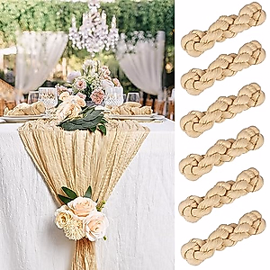 DearHouse 6Pack Cheesecloth Table Runner, Cheese Cloth Boho Gauze Table Runner for Wedding Bridal Baby Shower Birthday Holiday Party Rustic Sheer Table Decorations (Champagne)
