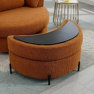 Oversized Swivel Accent Barrel Chair with Storage Bench Large Ottoman+4 Pillows,Comfy Upholstered 360 Recliner Sofa Club Chaise Leisure Round Loveseat Lounge Armchair for Living Room/Hotel/Nursery