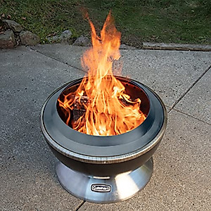 Cuisinart 24” Cleanburn Smokeless Fire Pit with Removable Base for Ash, Portable Outdoor Wood Burning Fireplace, Smoke Free Stainless Steel Outdoor Heater, Enhanced Airflow and Easy Cleanup