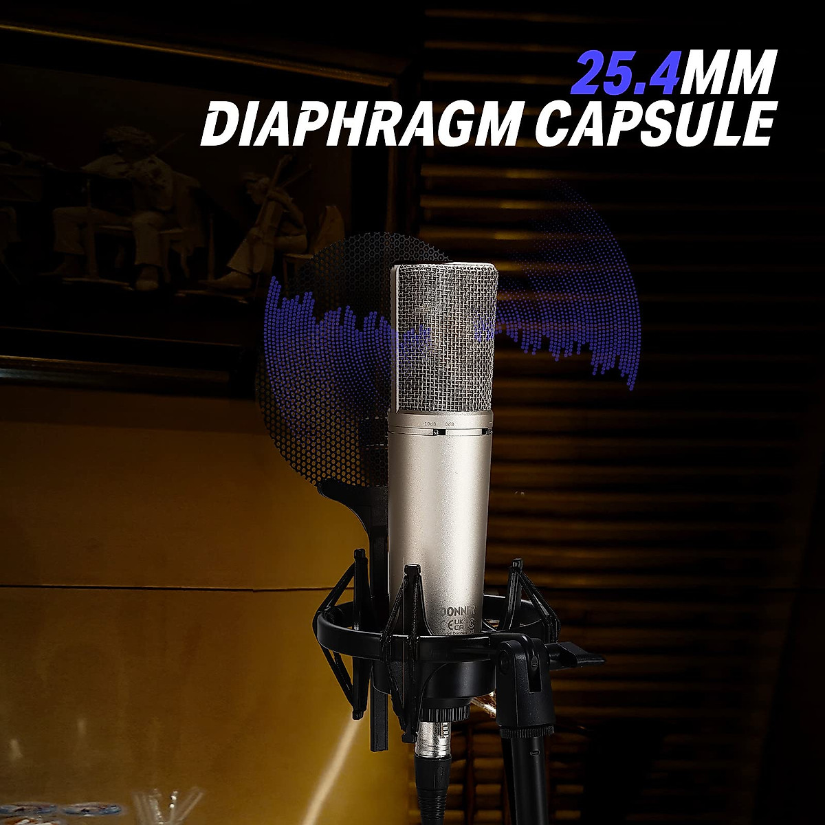 Donner DC-87 XLR Condenser Microphone, 25.4mm Large Diaphragm Studio Microphone, 3 Polar Patterns Recording Mic for Streaming, Podcasting, Broadcast, Vocals, Instrument, Classic Design