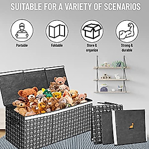 Joyrasic 2 Pack Large Toy Box Chest with Lid, Collapsible Sturdy Toy Storage Organizer Boxes Bins Baskets for Nursery Room, Playroom, Bedroom, Closet (Arrow)