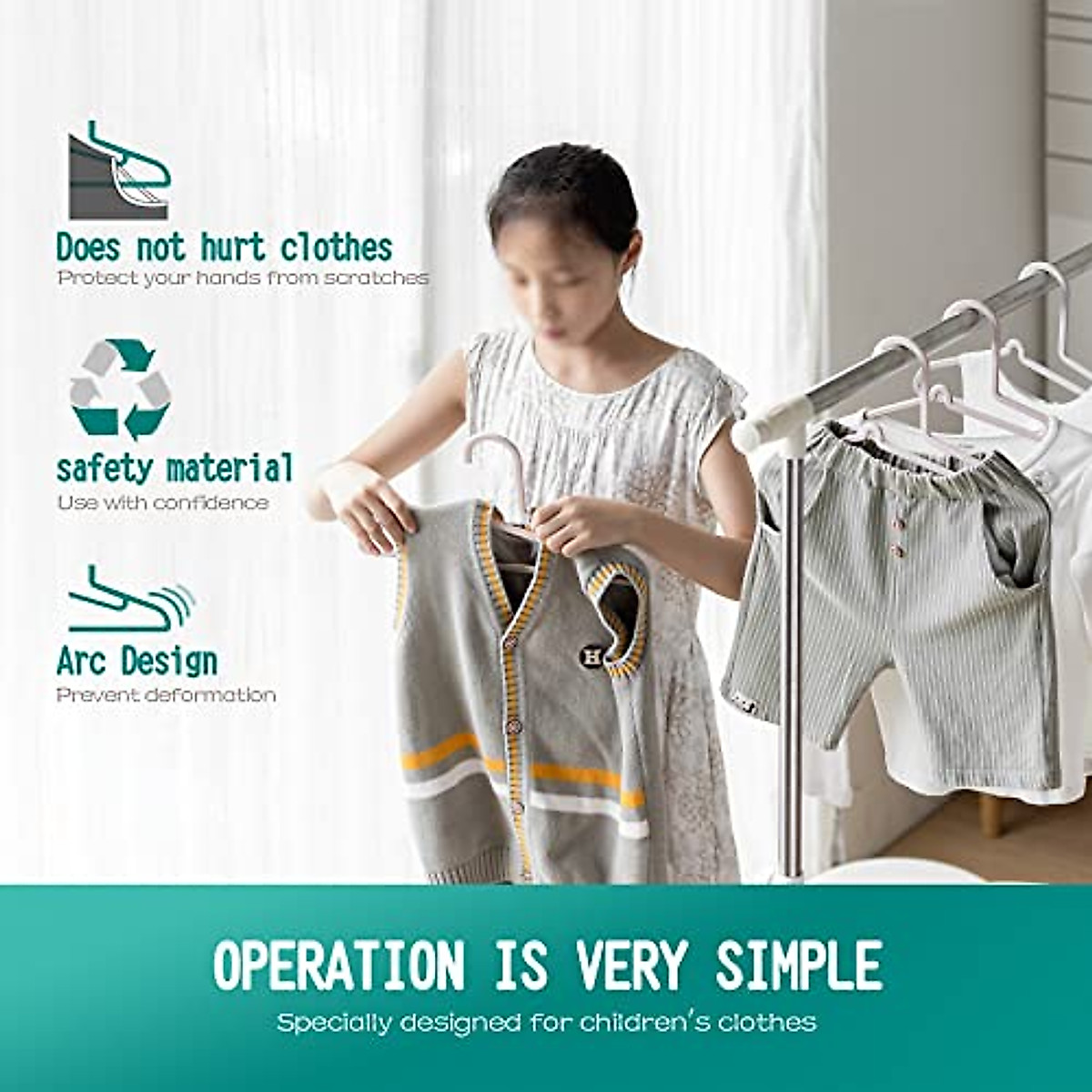 Domiella Plastic Kids Hangers for Nursery,Space Saving Toddler Collar Protection Hangers,Non Slip Baby Hangers for Closet (Gray 20-Pack)