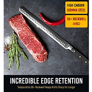 Bright Hobby Meat Carving Knife - Razor Sharp 12 in Large Slicer for Meat, Slicing Cutting, Brisket, Beef, BBQ, Ham etc. The Best Brisket Knife, White, (SK-001)