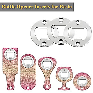 Bottle Opener Insert - 20 Sets Stainless Steel Bottle Opener Inserts Kit with Screws Screwdriver for Bottle Opener DIY Resin Mould Kit Bottle Opener Hardware Parts Supply