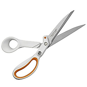 Fiskars Razor Edge All Purpose Scissors, Length: 24 cm, Stainless Steel Blade/Plastic Handles, White/Orange, Amplify, 1005225