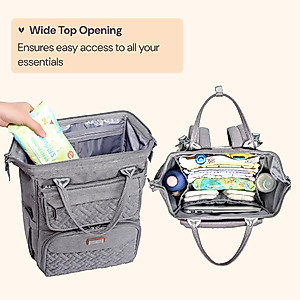 BabbleRoo Diaper Bag Backpack, Multifunction Large Bags with Changing Pad & Stroller Straps & Pacifier Case, Unisex Stylish Travel Back Pack Nappy Changing Bag for Moms Dads (gray)