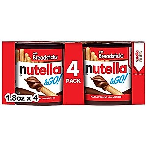 Nutella & GO! 4 Pack, Hazelnut And Cocoa Spread With Breadsticks, Snack Cups, 1.9 Oz Each