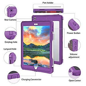 Transy for Waterproof iPad 10.2 Case, Waterproof iPad 9th /8th/7th Generation Case Built-in Screen Protector, Full Body Shockproof Protection Case with Strap for iPad 10.2 inches 2021/2020/2019
