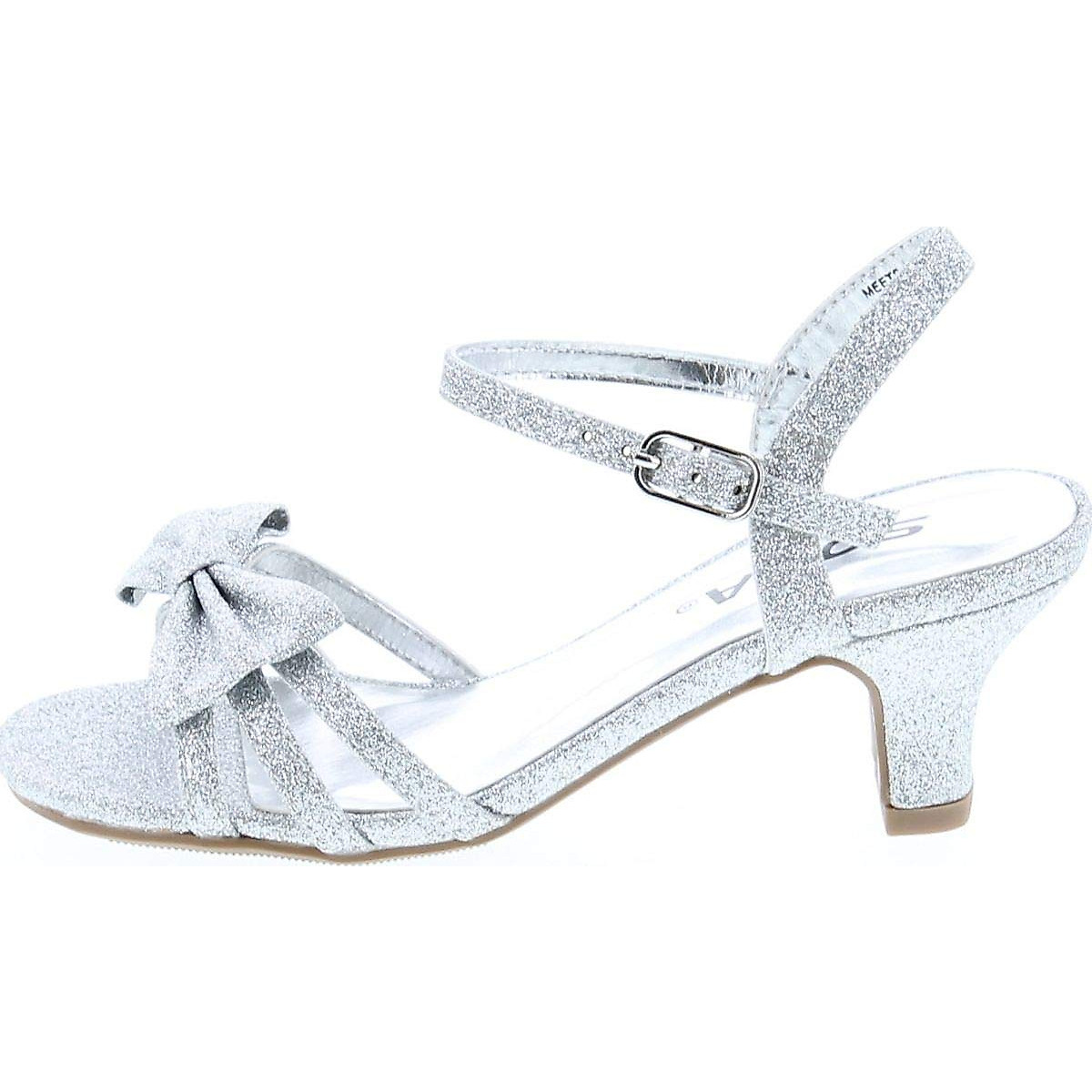 Soda Girly-2 Children's Girl's Open Toe Slingback Block High Heel Sandals (Silver Glt, 2)