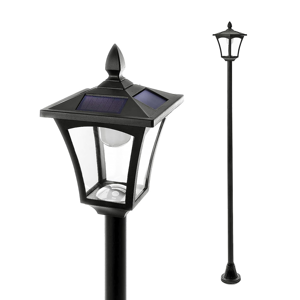 Home Zone Solar Lamp Post Light - 65" Tall Decorative Outdoor Solar Garden Lamp Post Lights (1 Set)