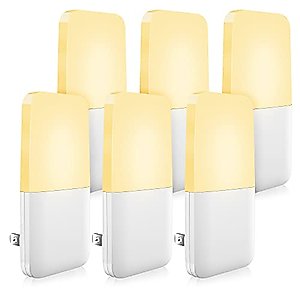 MAZ-TEK Plug in Night Light, Warm White LED Nightlights with Smart Dusk to Dawn Sensor for Kids, Nursery, Ideal for Bedroom, Bathroom,Hallway, Stairs, Kitchen, 6 Pack