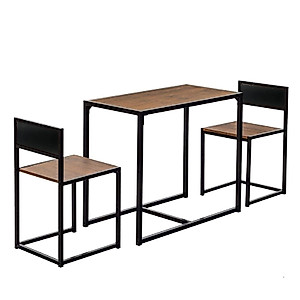 3-Piece Table and Chair Set - Compact Dining Bar Table Set Small Space for Kitchen Living Room Dinette Coffee Dining Breakfast Table Industrial Design