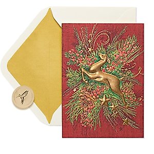 Papyrus Holiday Cards Boxed with Envelopes, Warm Wishes, Gold Reindeer (12-Count)