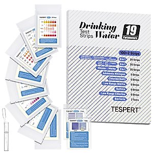 Water Testing Kits for Drinking Water: Drinking Water Test Kit - 2 Bacteria Tests + 100 Strips - Well and Tap Water - Quick & Accuracy Testing for Lead pH Hardness Iron Copper and More - TESPERT