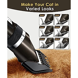 oneisall Cat Grooming Clippers for Matted Hair, 2-Speed Cat Grooming Kit Cordless Low Noise Pet Hair Clipper Trimmer for Dogs Cats Animals (Gray)