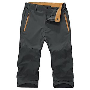 MAGNIVIT Men's Shorts with Long Length Outdoor Performance Three-Quarter Jogger 3/4 Capri Pants Dark Grey