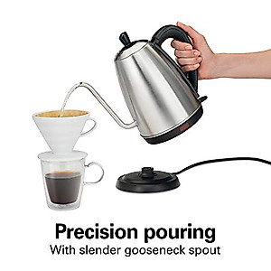 Hamilton Beach Gooseneck Pour Over Electric Tea Kettle, Water Boiler & Heater, 1.2 L, Cordless, Auto-Shutoff & Boil-Dry Protection, Stainless Steel (40899)